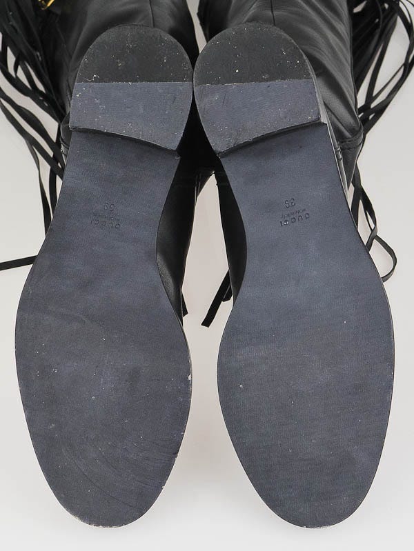 Gucci Black Leather Tassel Over the Knee Boots Size 8.5/39 Gucci Black Leather Tassel Over the Knee Boots Size 8.5/39