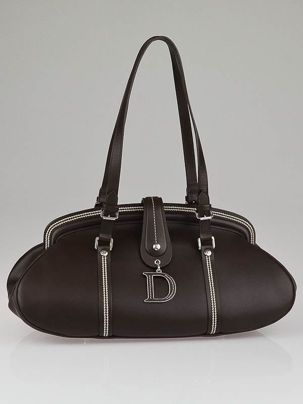 Christian Dior Brown Leather Detective Frame Satchel Bag | Yoogi's Closet
