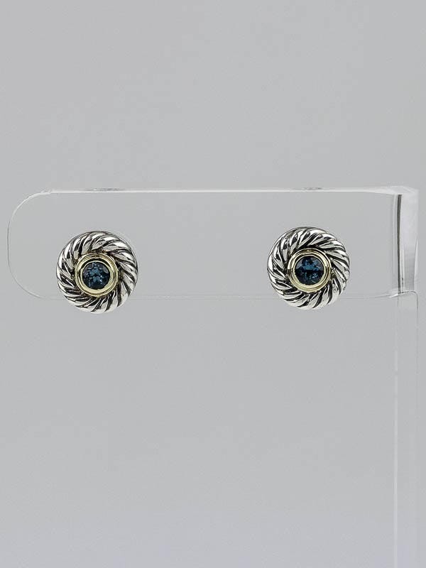 David Yurman Sterling Silver and Blue Topaz Cookie Stud Earrings ...