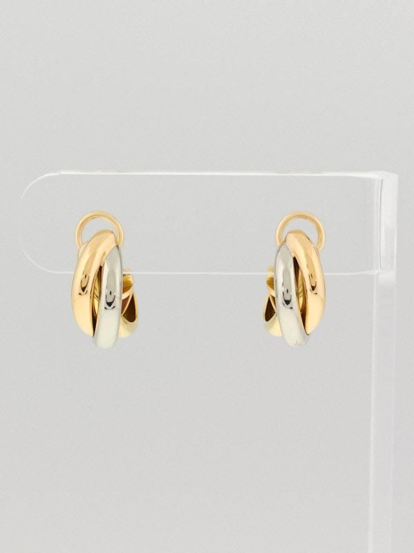Cartier 18k Tri-Gold Trinity Earrings | Yoogi's Closet