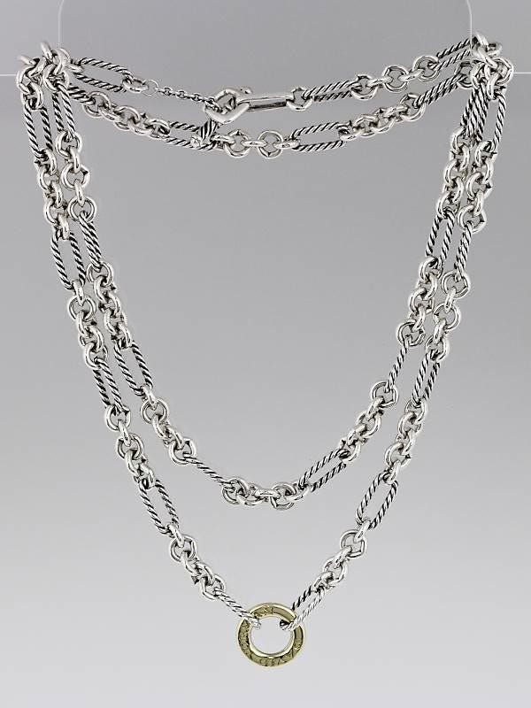David Yurman Sterling Silver and 18k Gold Cable Chain Link 32" Long ...