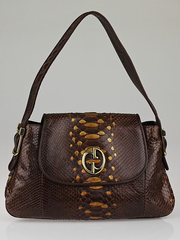 Gucci Bronze Python 1973 Shoulder Bag | Yoogi's Closet