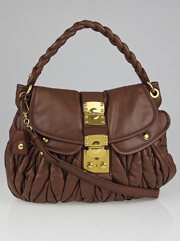 Miu Miu Rosewood Matelasse Leather Coffer Hobo Bag | Yoogi's Closet