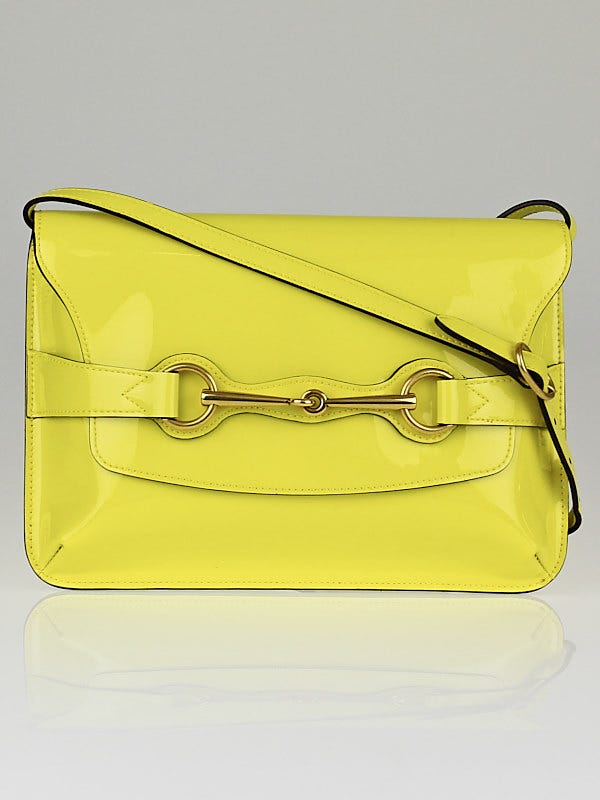 Gucci Yellow Patent Leather Bight Bit Shoulder Bag | Yoogi's Closet