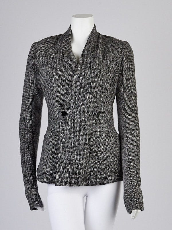 Rick Owens Black/White Wool Tweed Blazer Jacket Size 8/42 | Yoogi's Closet