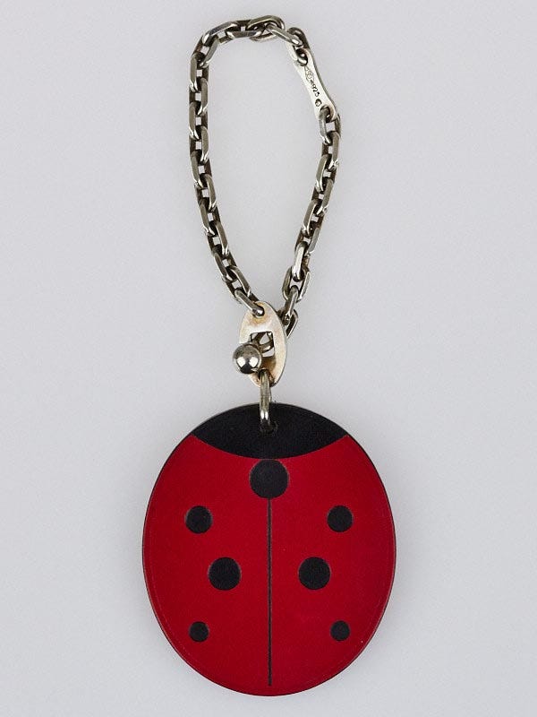 Hermes Red/Black Swift Leather Ladybug 'Lucky' Key Ring | Yoogi's Closet