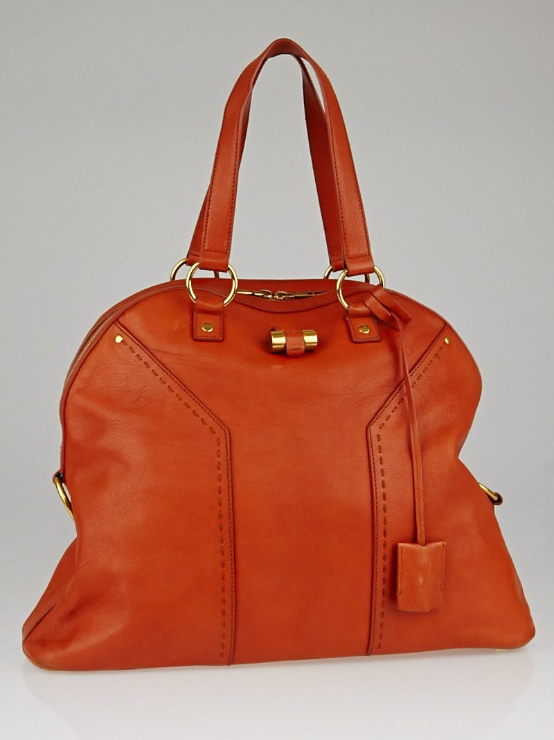 Yves Saint Laurent Orange Calfskin Leather Oversized Muse Bag | Yoogi's ...