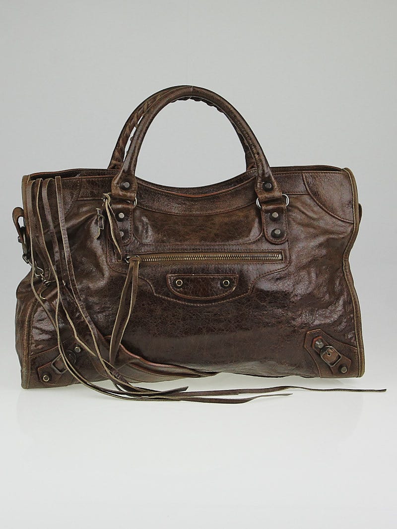 Balenciaga Marron Chevre Leather Motorcycle City Bag | Yoogi's Closet