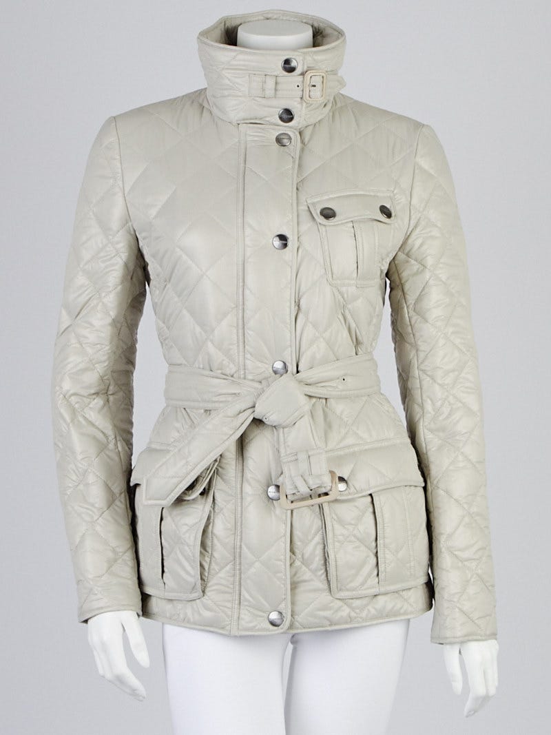 Burberry Brit Off-White Quilted Nylon Zip-Front Trench Jacket Size M ...