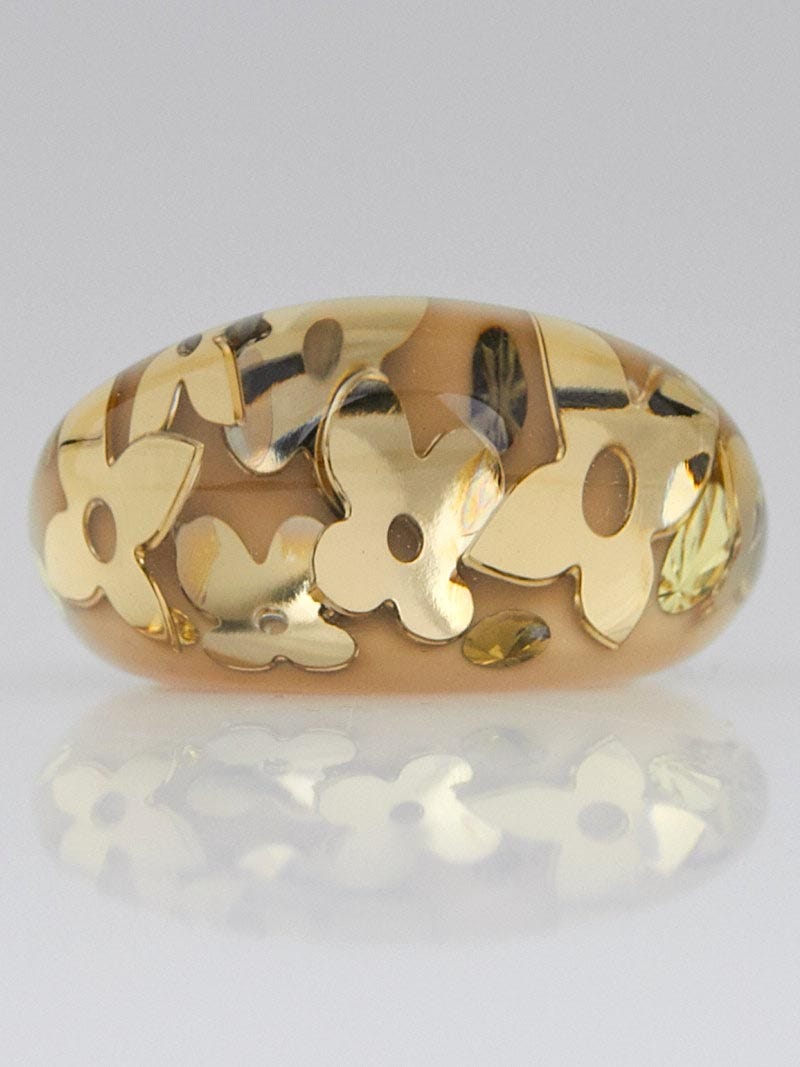 Louis Vuitton Beige Monogram Inclusion Ring Size 8 | Yoogi's Closet