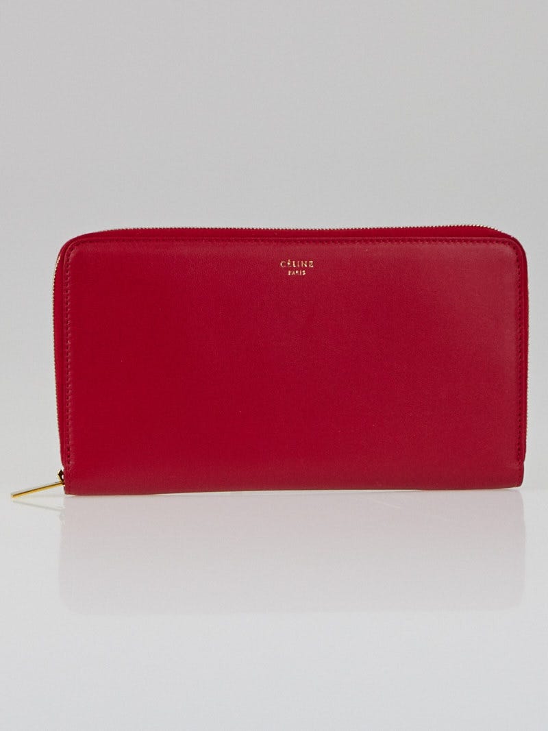 Celine Red Lambskin Leather Large Zipped Multifunction Wallet | Yoogi's ...
