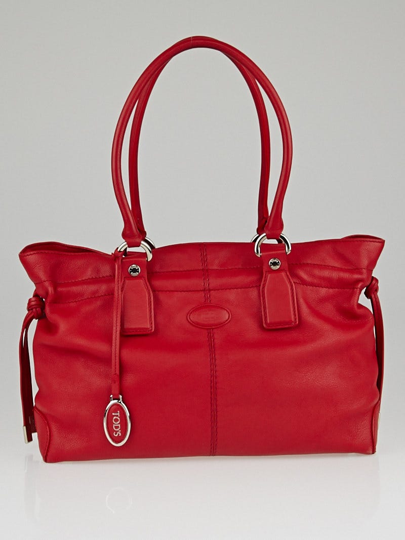 Tod's Red Leather New Restyling D-Bag Tote Bag | Yoogi's Closet