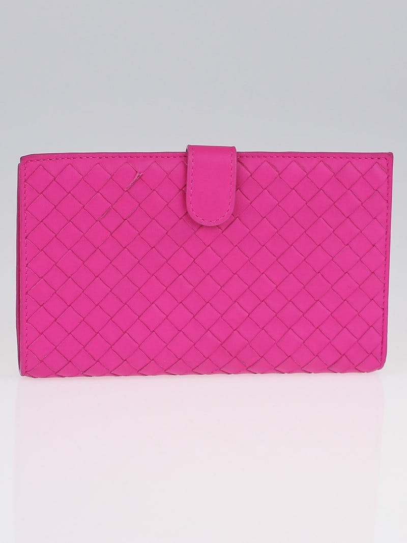 Bottega Veneta Pink Intrecciato Woven Nappa Leather Continental Wallet ...