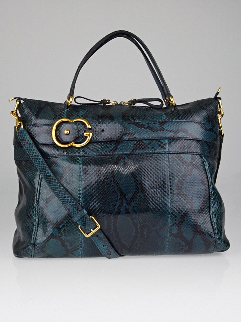 Gucci Malachite Python GG Ride Large Top Handle Tote Bag | Yoogi's Closet