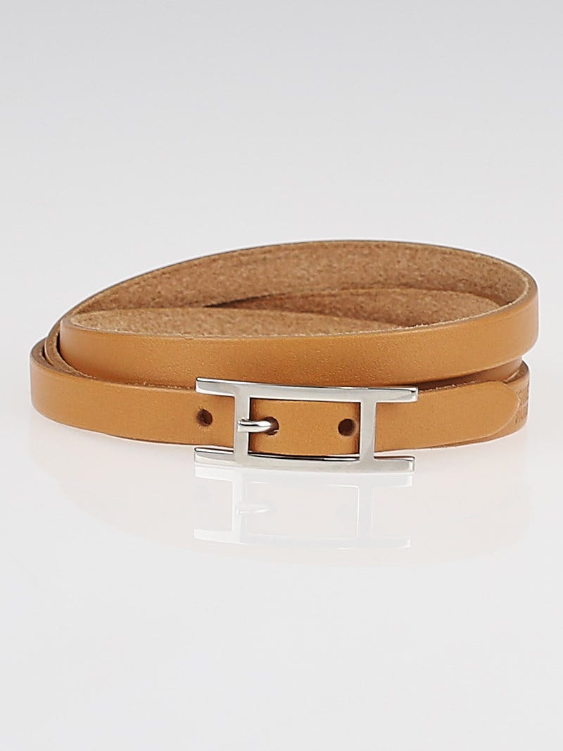 Hermes Sable Natural Leather Hapi 3 MM Bracelet Size GM | Yoogi's Closet