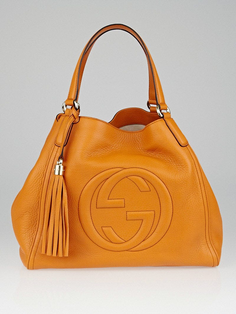 Gucci Orange Pebbled Leather Soho Tote Bag | Yoogi's Closet