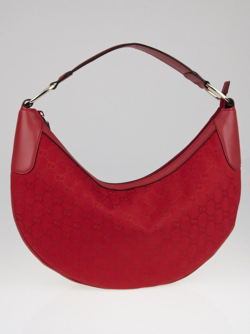 Gucci Red GG Canvas Medium Hobo Bag | Yoogi's Closet