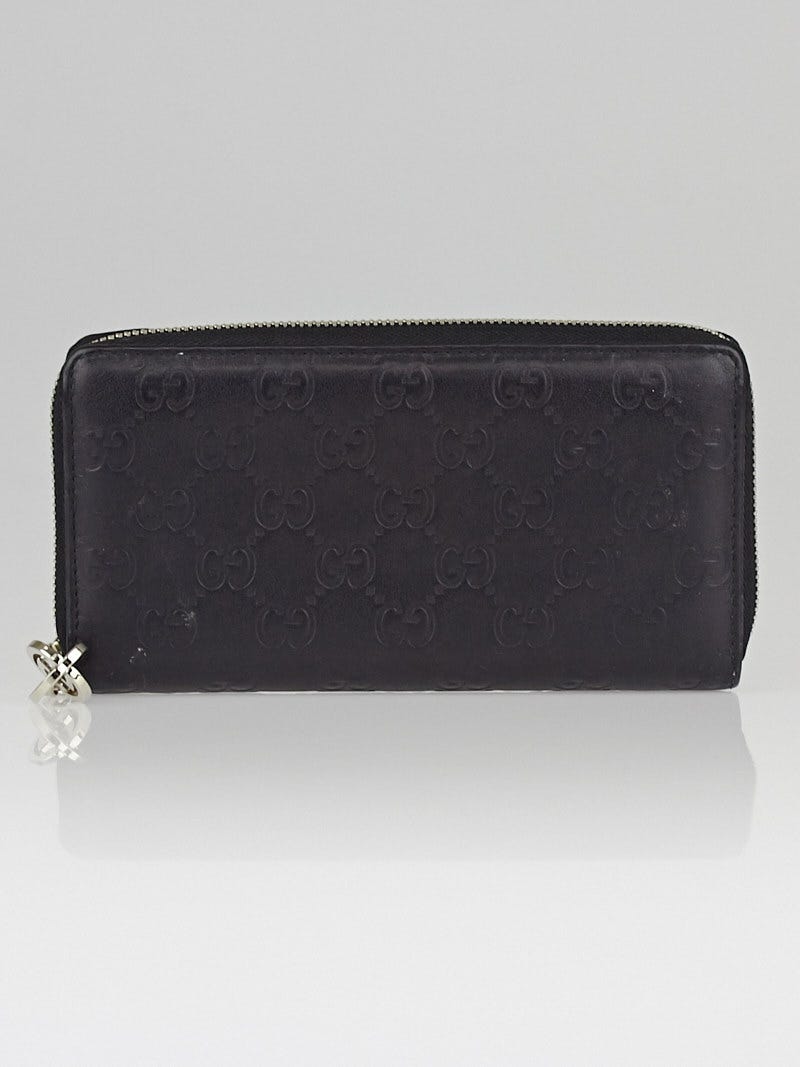 Gucci Black Guccissima Leather Interlocking G Zip Around Wallet | Yoogi ...