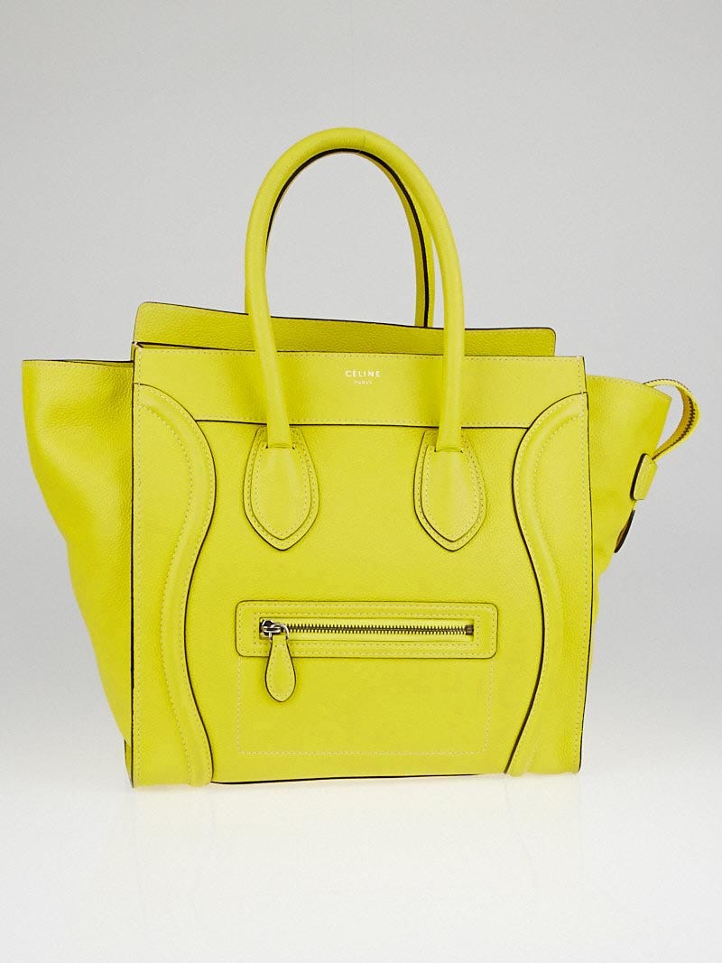 Celine Citron Drummed Leather Mini Luggage Tote Bag | Yoogi's Closet