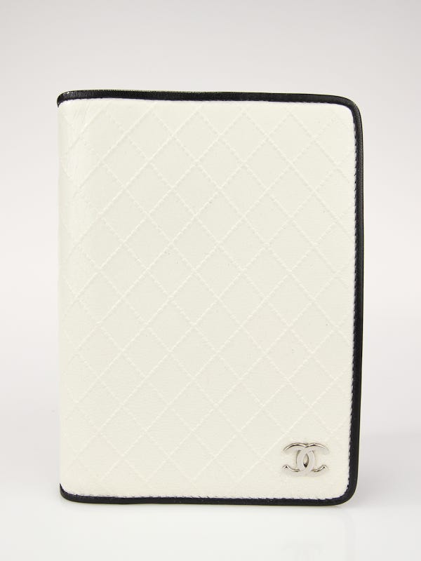 Chanel Ivory Quilted Leather Agenda/Notebook | Yoogi's Closet