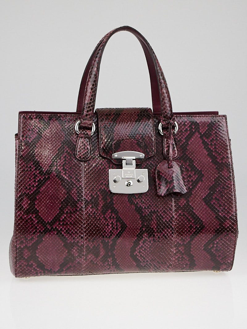 Gucci Wine Python Lady Lock Large Top Handle Bag | Yoogi's Closet