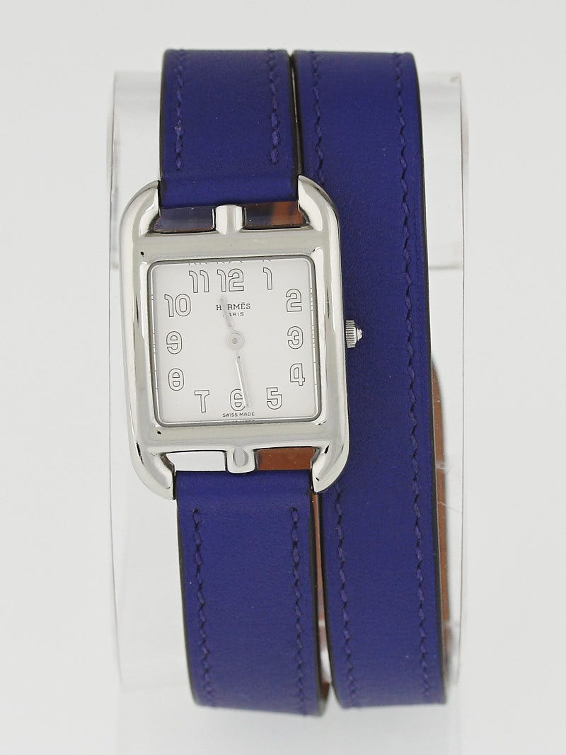 Hermes Electric Blue Calfskin Double Tour Cape Cod PM Quartz Watch ...