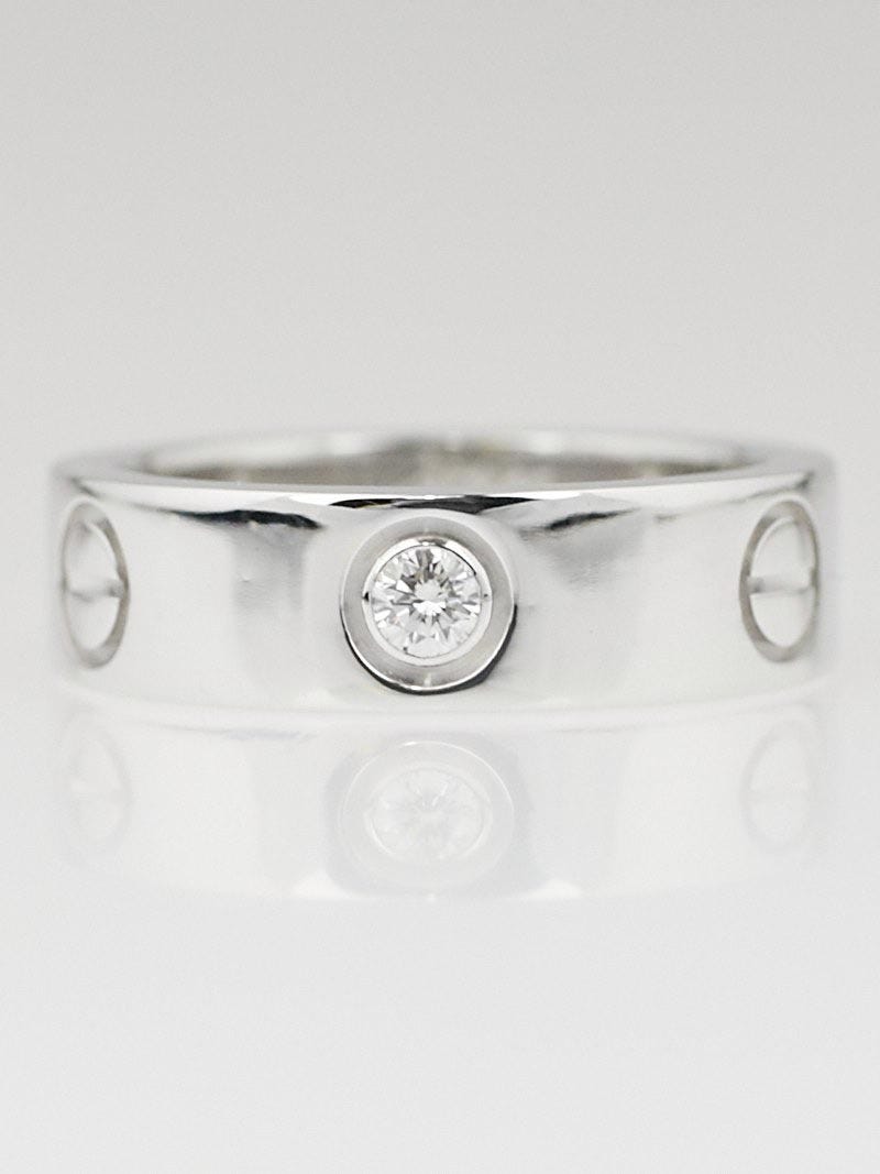 Cartier 18k White Gold and Diamonds LOVE Ring Size 52/6 | Yoogi's Closet