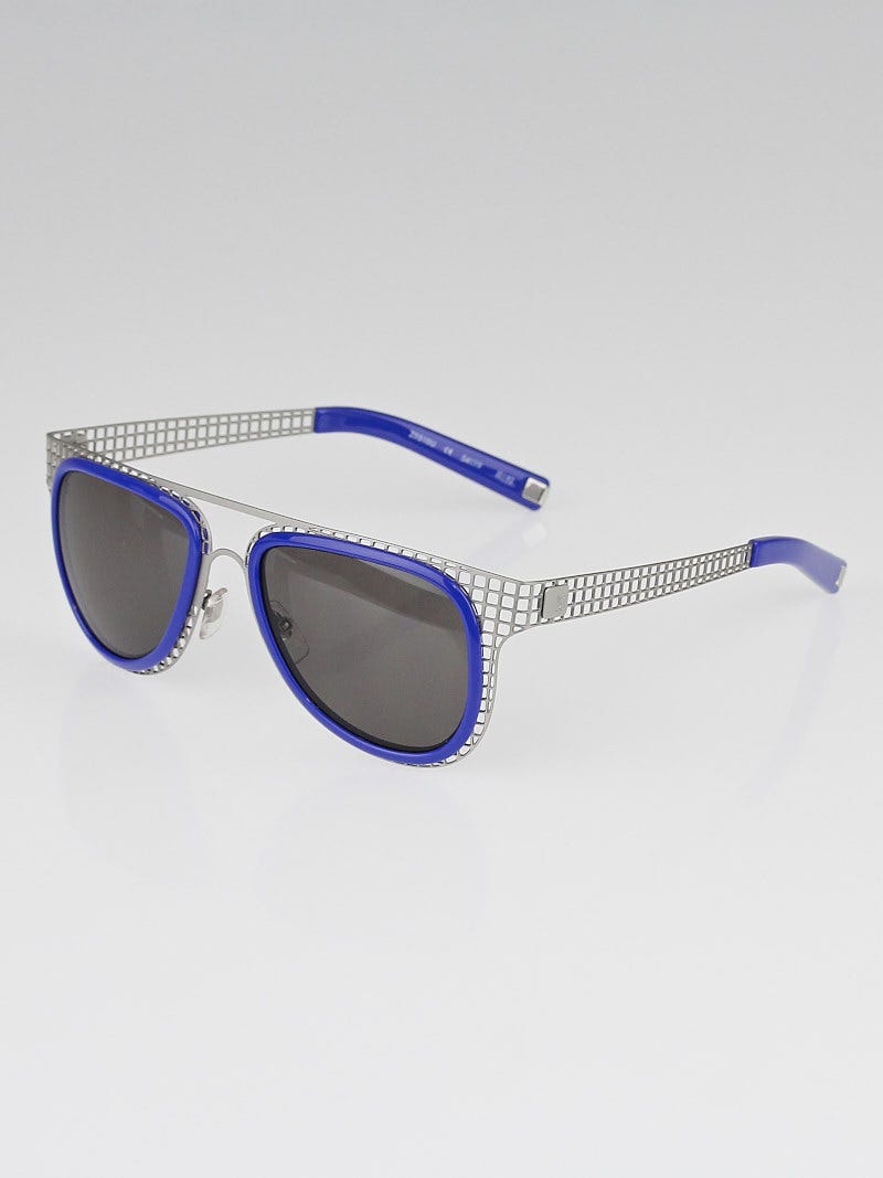 Louis Vuitton Silvertone Metal and Blue Frame Addiction Sunglasses ...