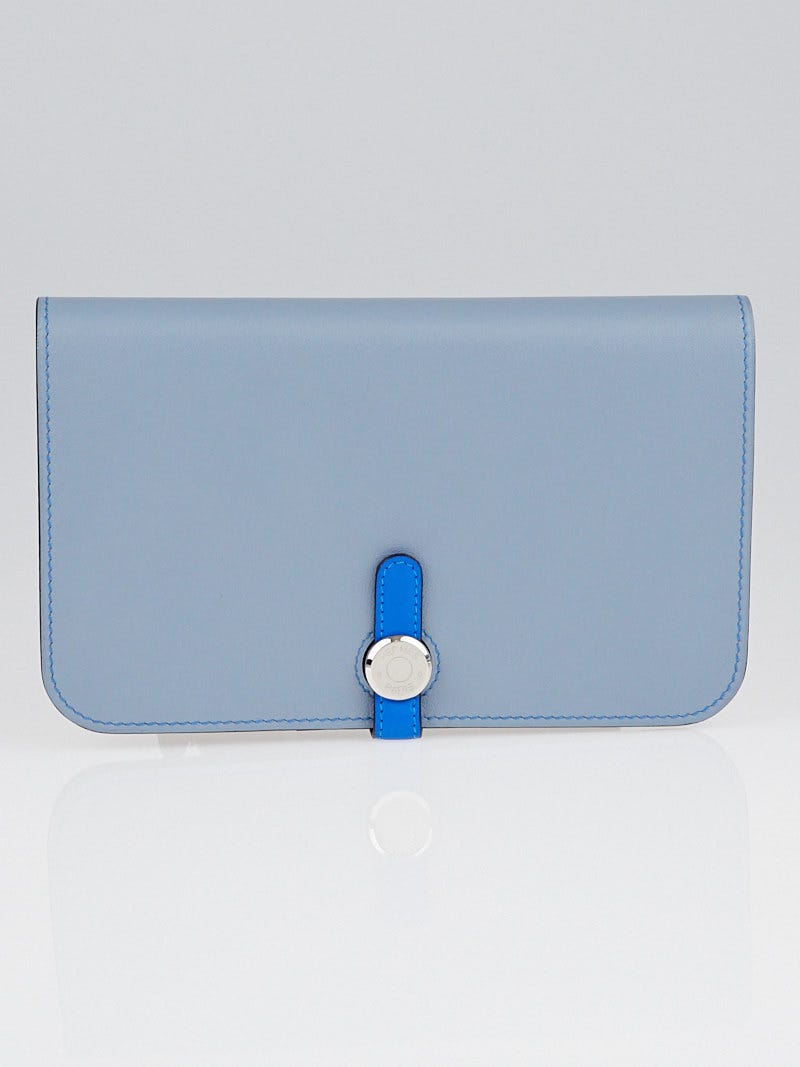 Hermes Bi-Color Blue Lin/Blue Hydra Swift Leather Dogon Combine Wallet ...