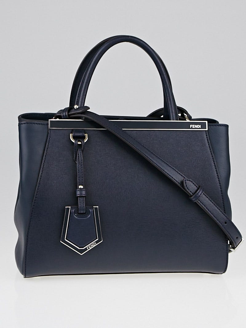 Fendi Navy Blue Vitello Leather Petite Sac 2Jours Elite Tote Bag - 8BH253 | Yoogi's Closet