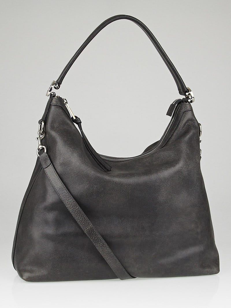 Gucci Grey Leather Miss GG Original Hobo Bag | Yoogi's Closet