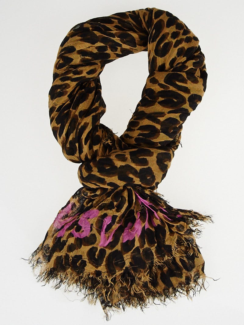 Louis Vuitton Brown Cashmere/Silk Stephen Sprouse Leopard Stole Scarf ...