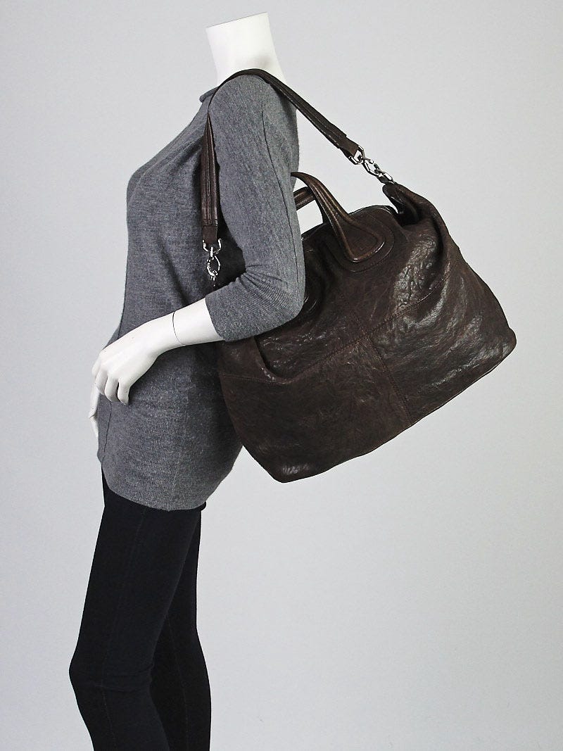 Givenchy Dark Brown Wrinkled Lambskin Leather Large Givenchy Dark Brown Wrinkled Lambskin Leather Large