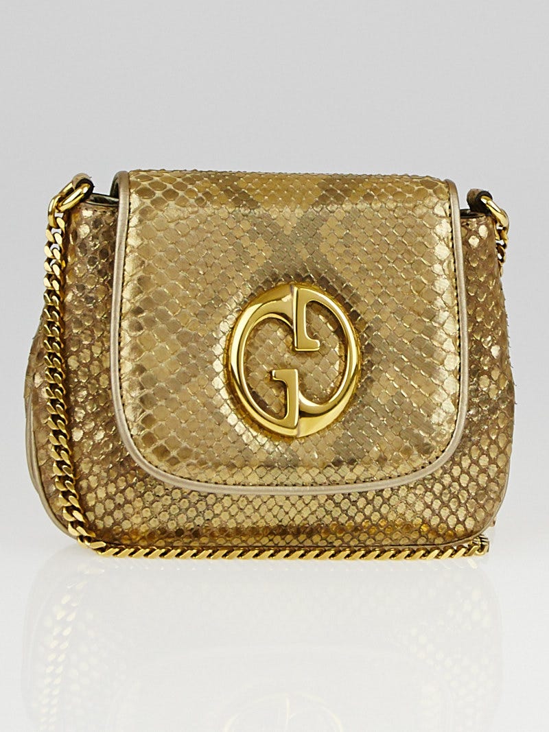 Gucci Gold Python 1973 Small Chain Flap Bag | Yoogi's Closet