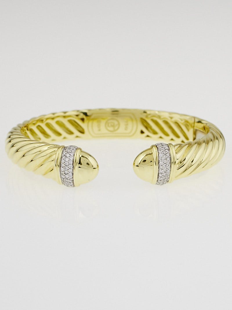 David Yurman 5mm 18k Gold and Diamond Waverly Bracelet | Yoogi's Closet