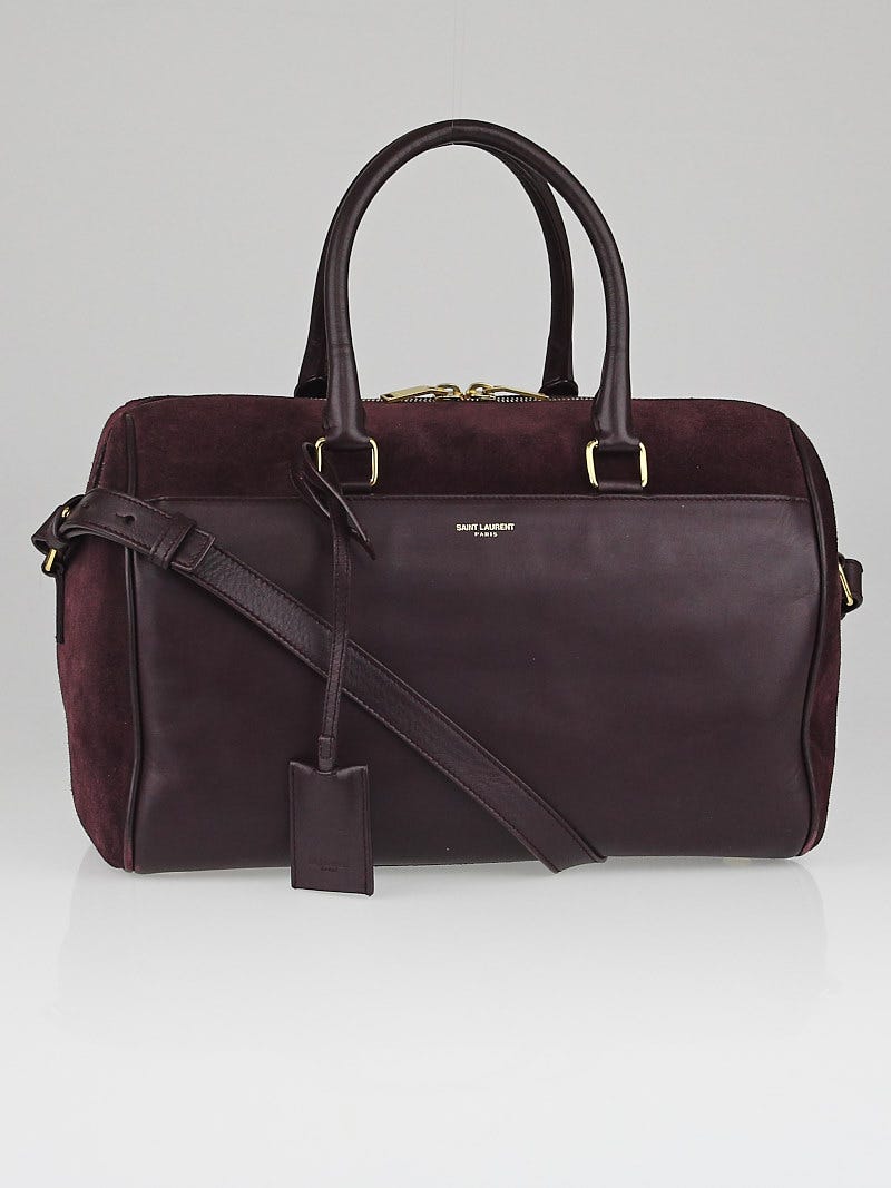 Yves Saint Laurent Bordeaux Suede/Calfskin Leather Classic Duffle 6 Bag ...