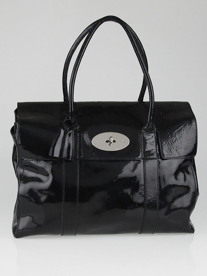 Mulberry Black Patent Leather Laptop Bayswater Bag | Yoogi's Closet