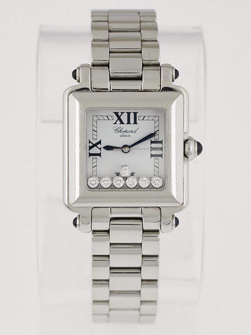 Chopard Stainless Steel Happy Sport Floating Diamonds Square Watch ...