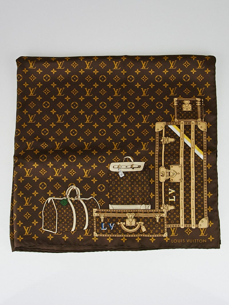 Louis Vuitton Monogram Trunks Square Silk Scarf | Yoogi's Closet