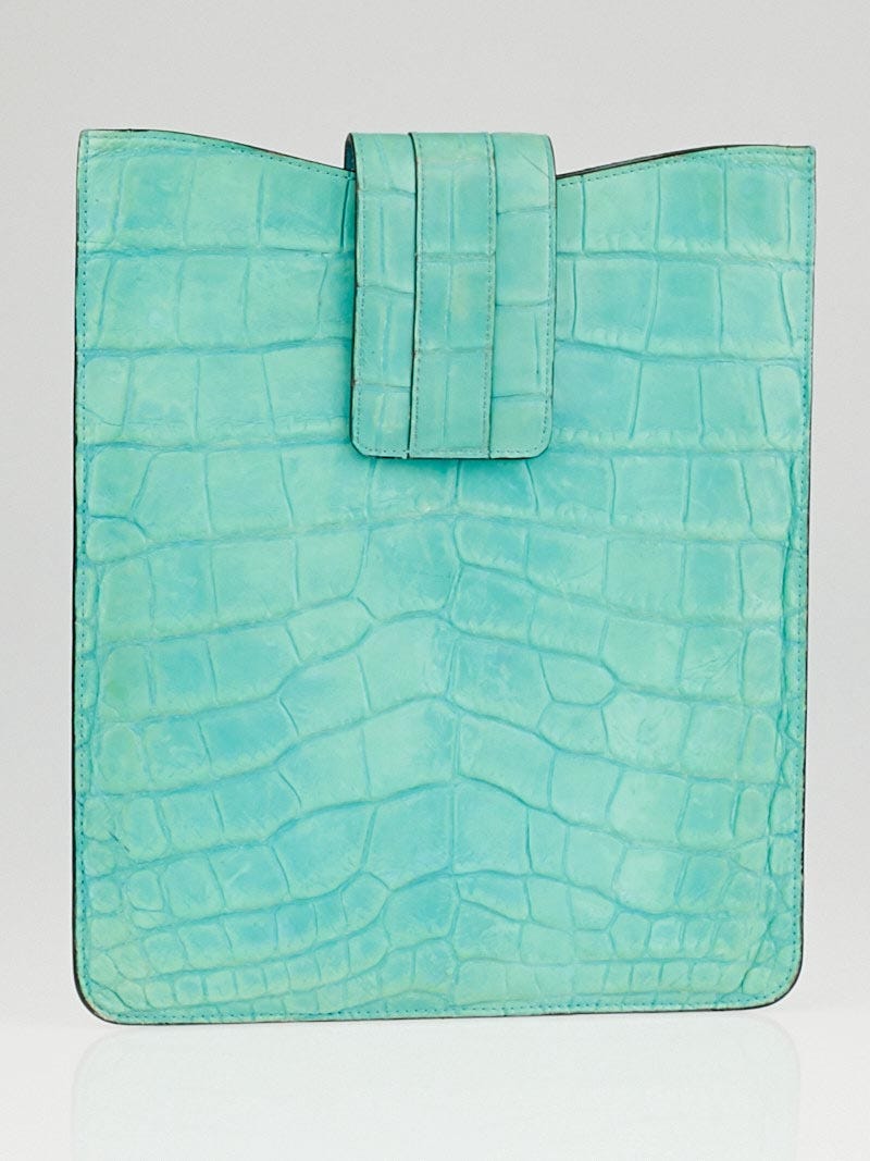 Gucci Turquoise Alligator iPad Case | Yoogi's Closet