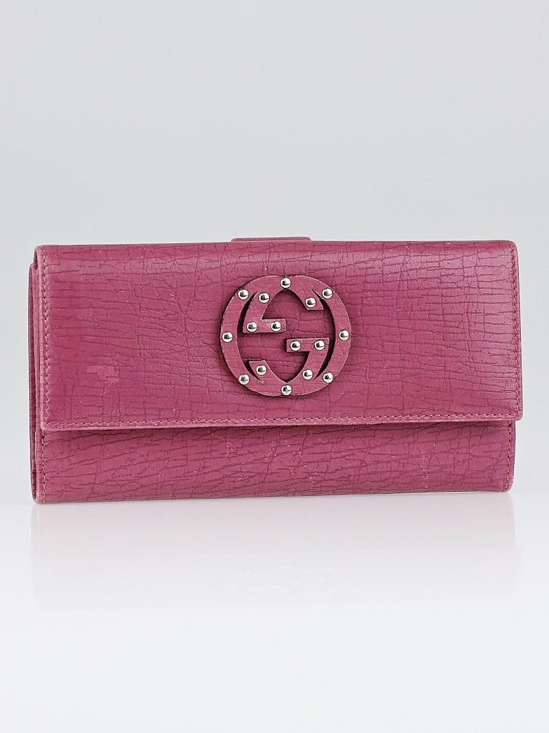 Gucci Pink Leather Interlocking G Continental Wallet | Yoogi's Closet