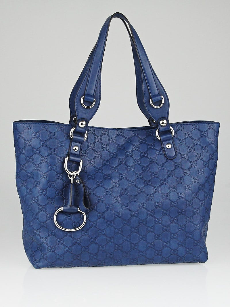 Gucci Blue Guccissima Leather Icon Bit Tote Bag | Yoogi's Closet
