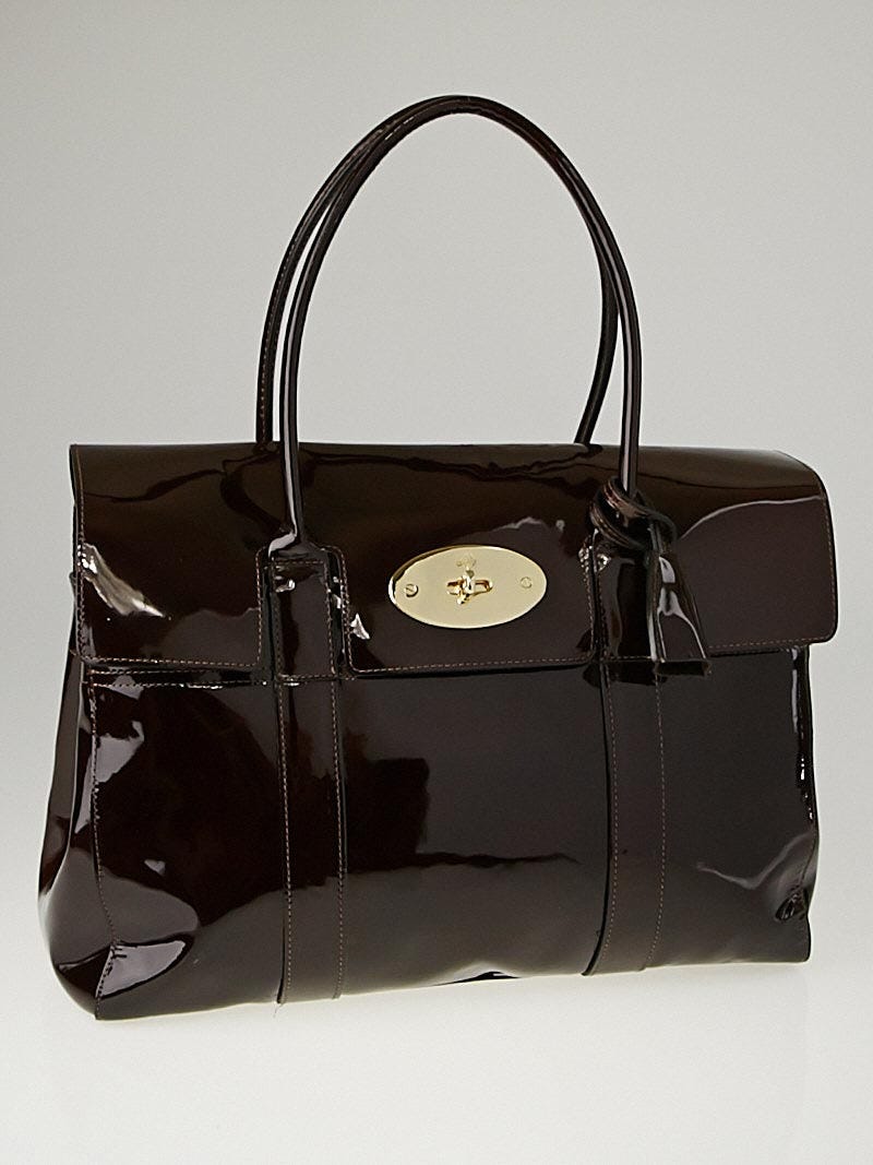 Mulberry Dark Red Patent Leather Bayswater Bag | Yoogi's Closet