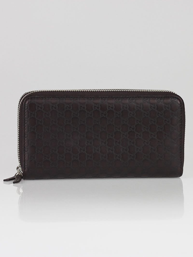 Gucci Brown Microguccissima Leather Double Zip Around Wallet | Yoogi's ...