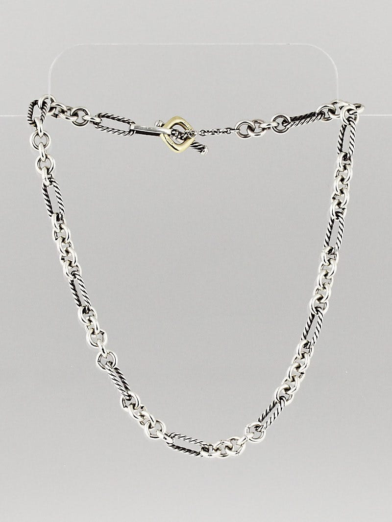 David Yurman Sterling Silver and 18k Gold Figaro 16"Chain Necklace ...
