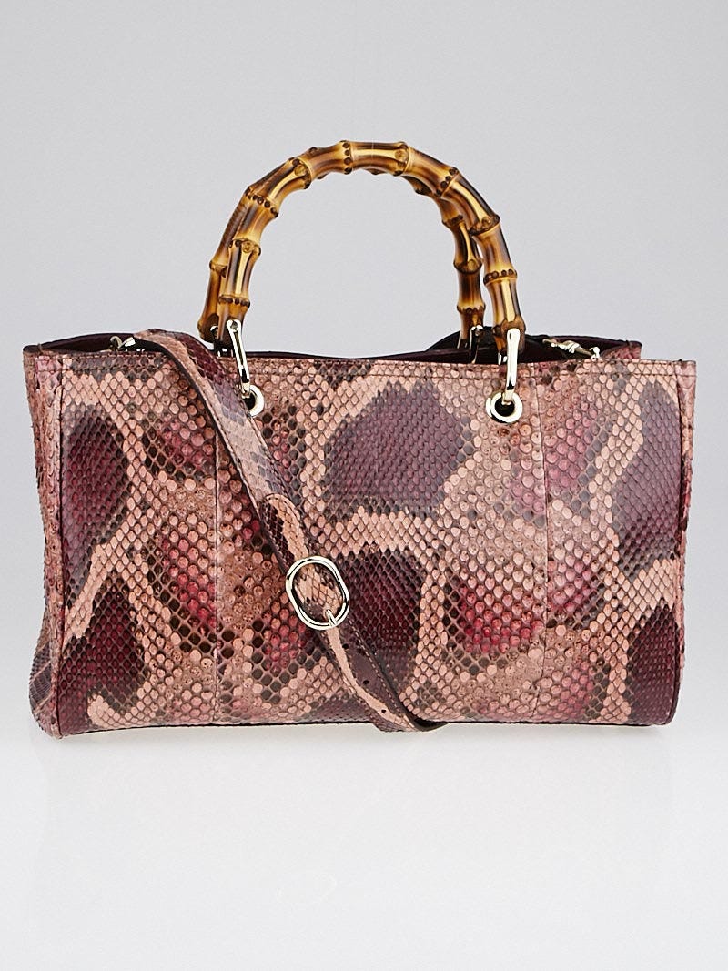 Gucci Purple Python Medium Bamboo Top Handle Medium Tote Bag | Yoogi's ...