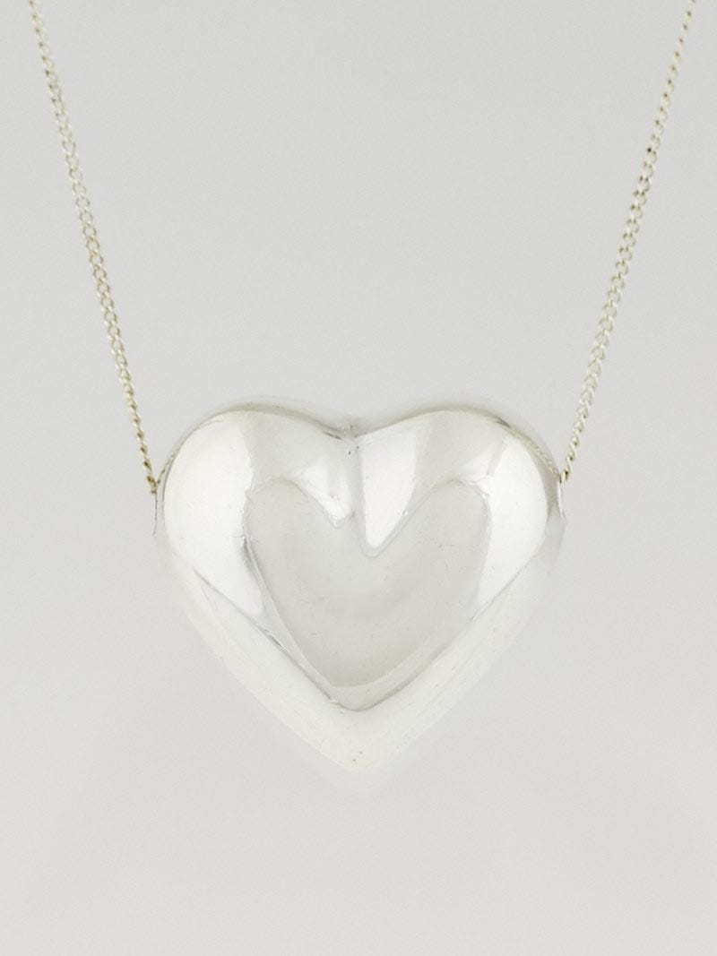 Tiffany & Co. Sterling Silver Puffed Heart Pendant Necklace | Yoogi's ...