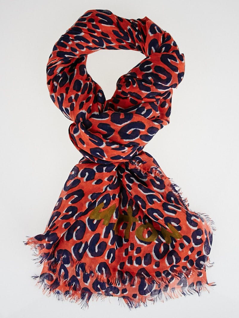 Louis Vuitton Corail Cashmere/Silk Stephen Sprouse Leopard Stole Scarf ...