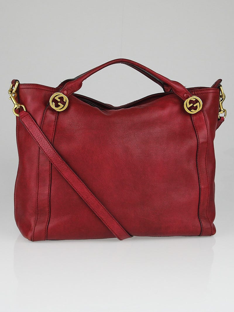 Gucci Red Distressed Leather Miss GG Top Handle Bag | Yoogi's Closet