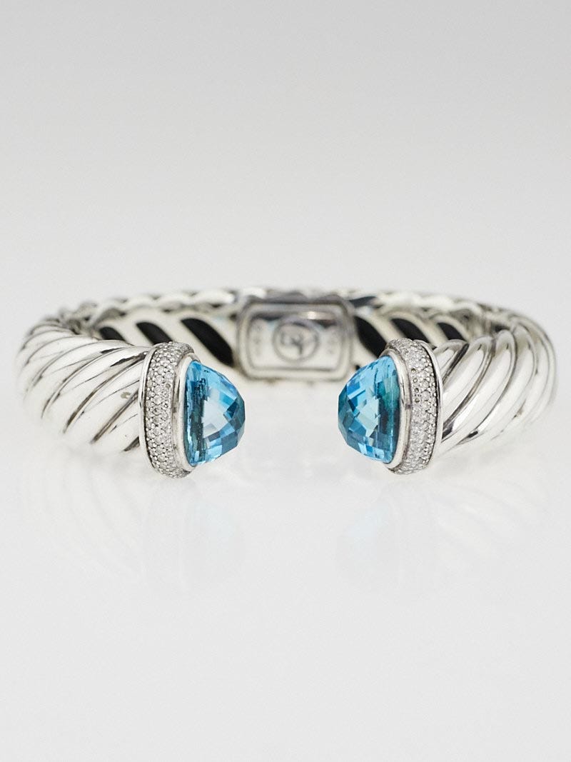 David Yurman 10mm Blue Topaz and Diamond Waverly Bracelet | Yoogi's Closet